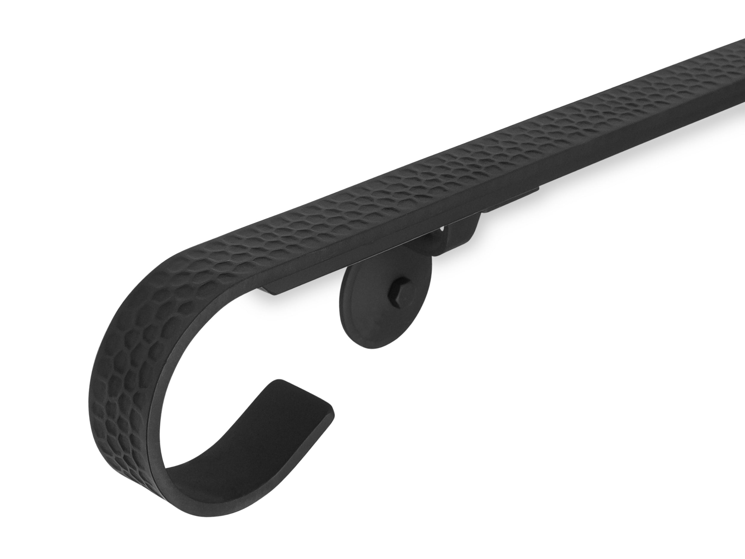 Hammered Bar Hand Forged Modern Wrought Iron handrail, End Wall Mount ...