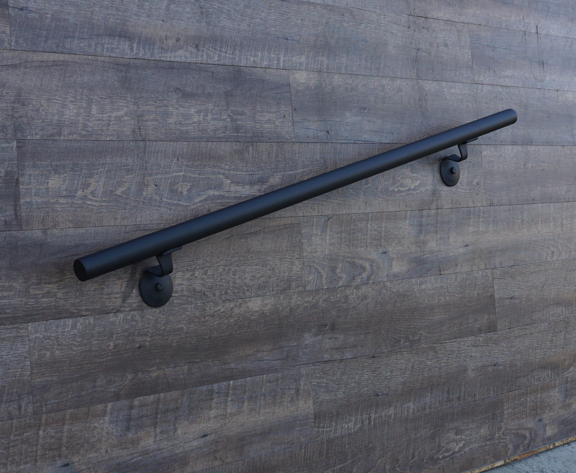 Modern Pipe Wrought Iron handrail, End Wall Mount steel hand rail, Sta ...