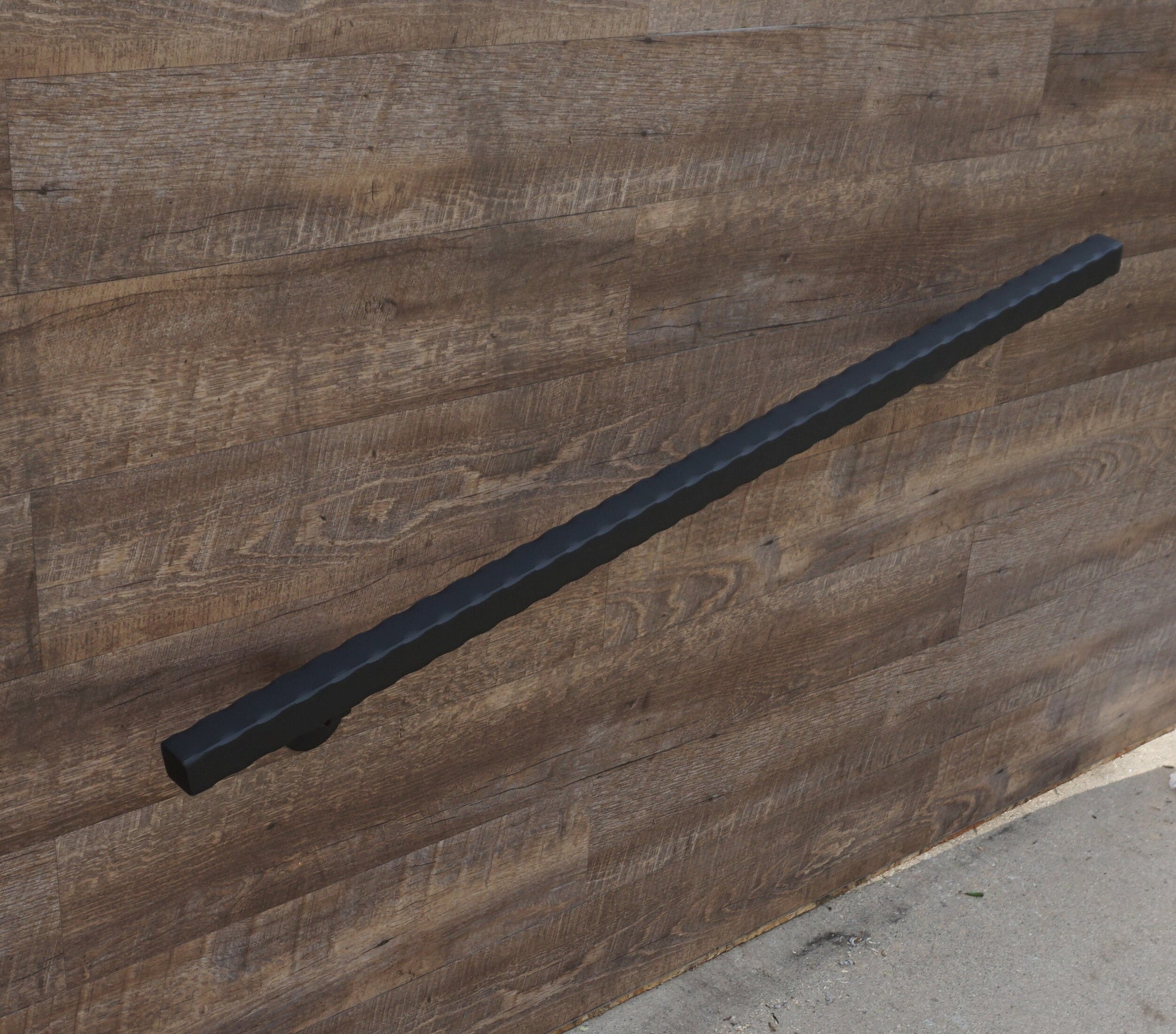 Hammered, Modern Wrought Iron handrail, End Wall Mount steel hand rail ...