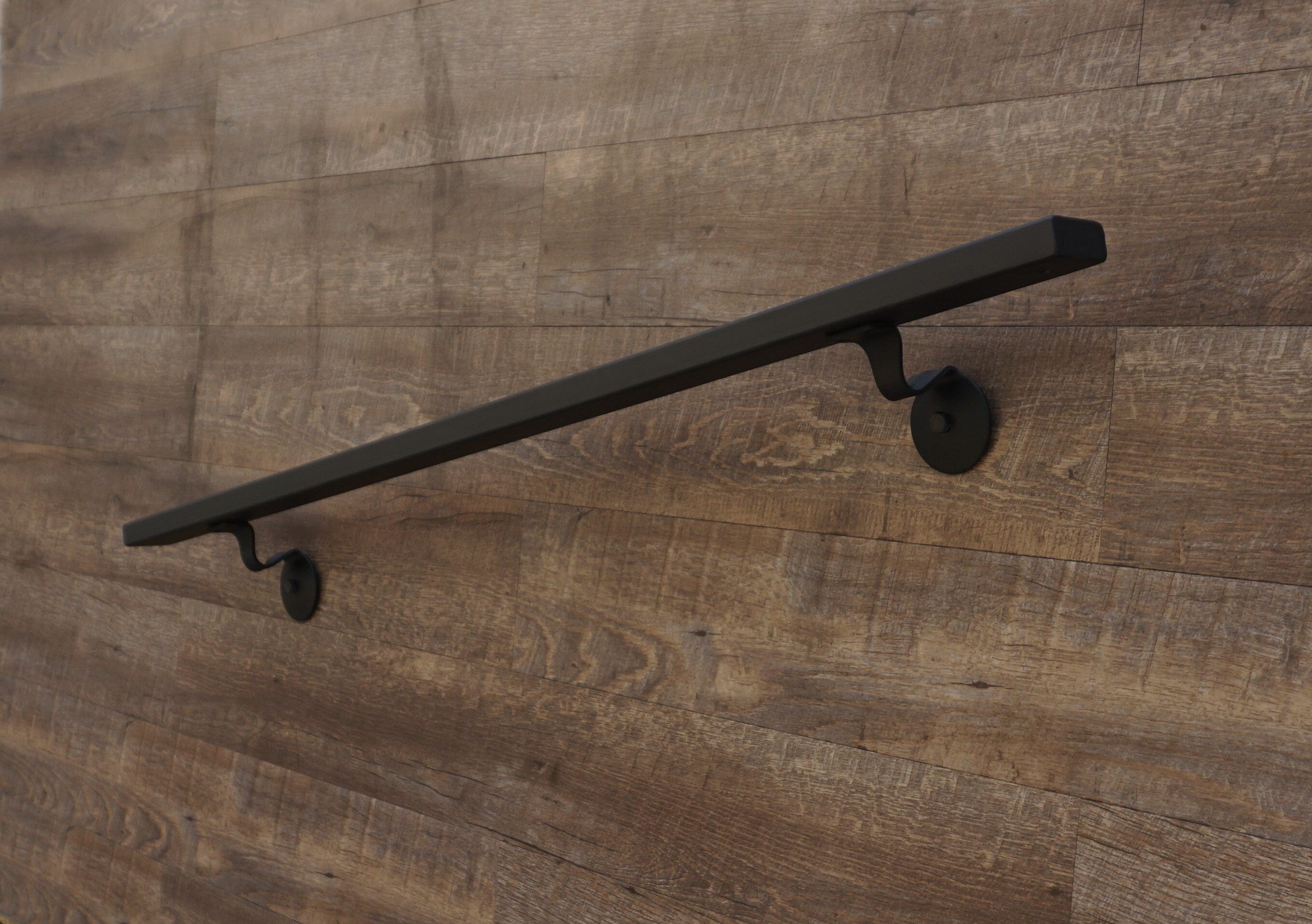 Modern Wrought Iron handrail, End Wall Mount steel hand rail, Stair St ...
