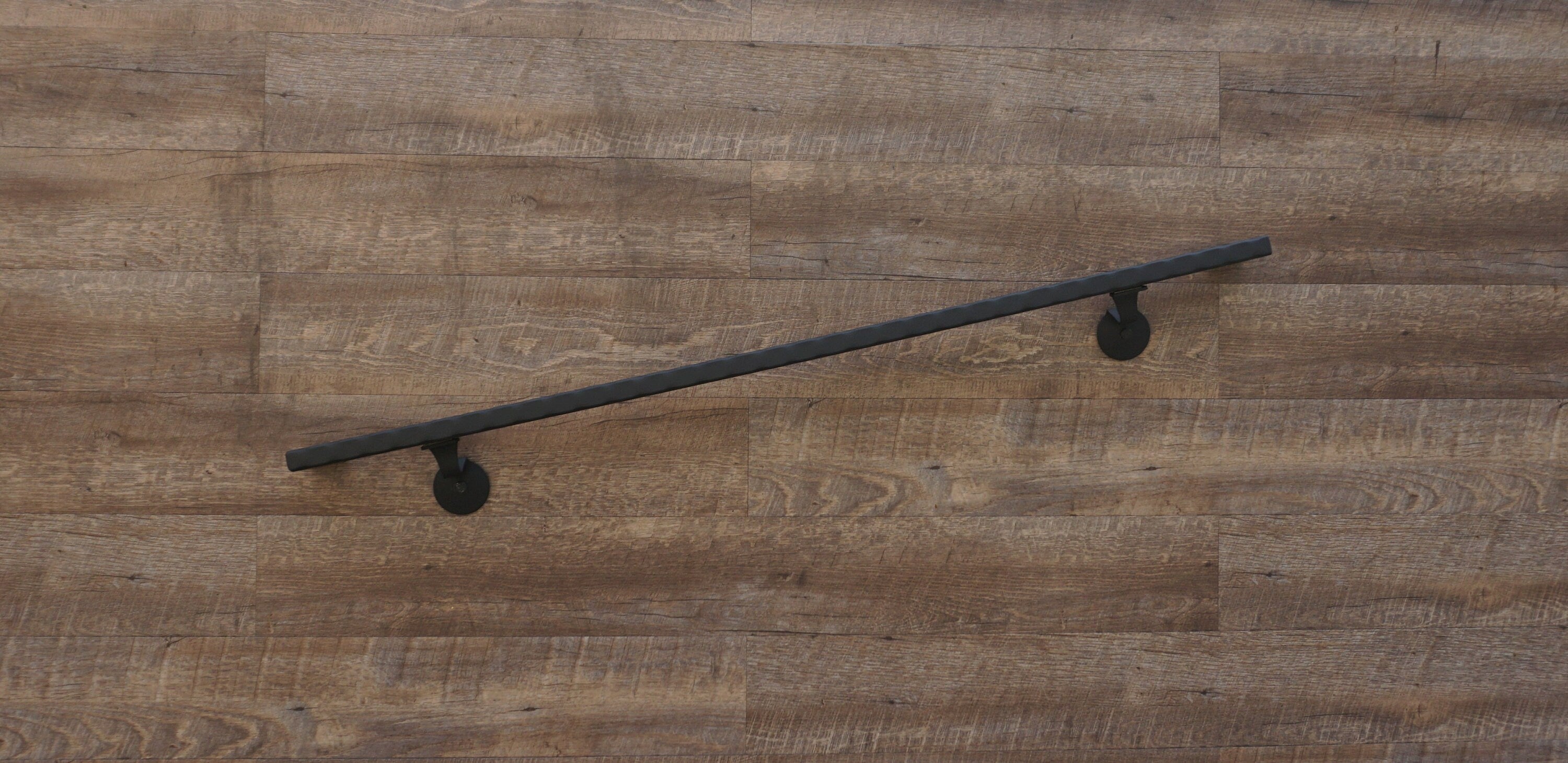 Hammered, Modern Wrought Iron handrail, End Wall Mount steel hand rail ...