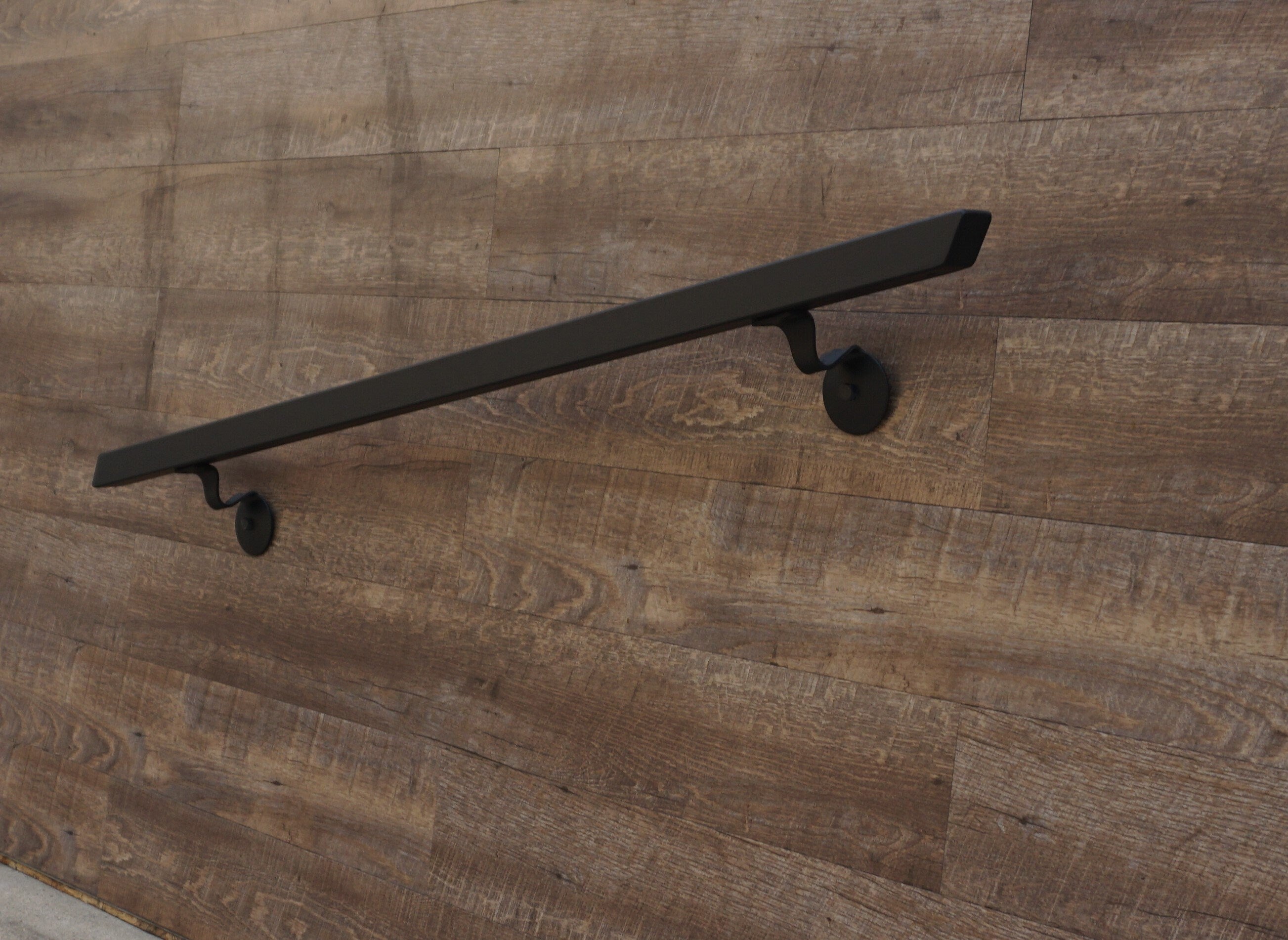 Modern Wrought Iron handrail, End Wall Mount steel hand rail, Stair St ...