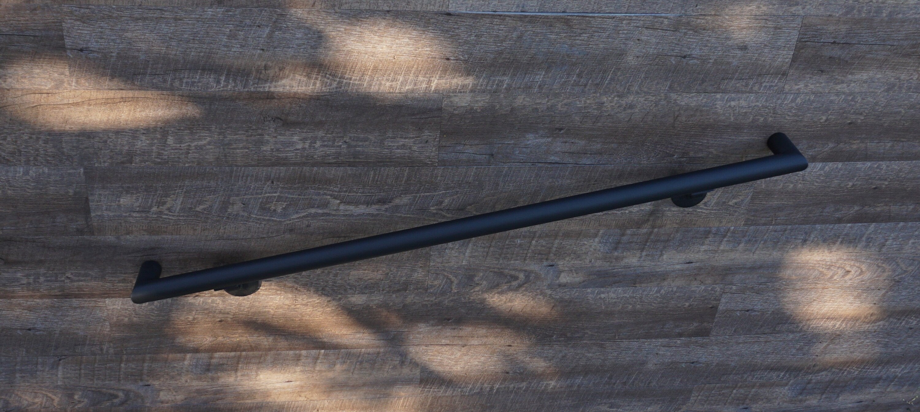 Round, Modern Wrought Iron handrail, End Wall Mount steel hand rail, S ...