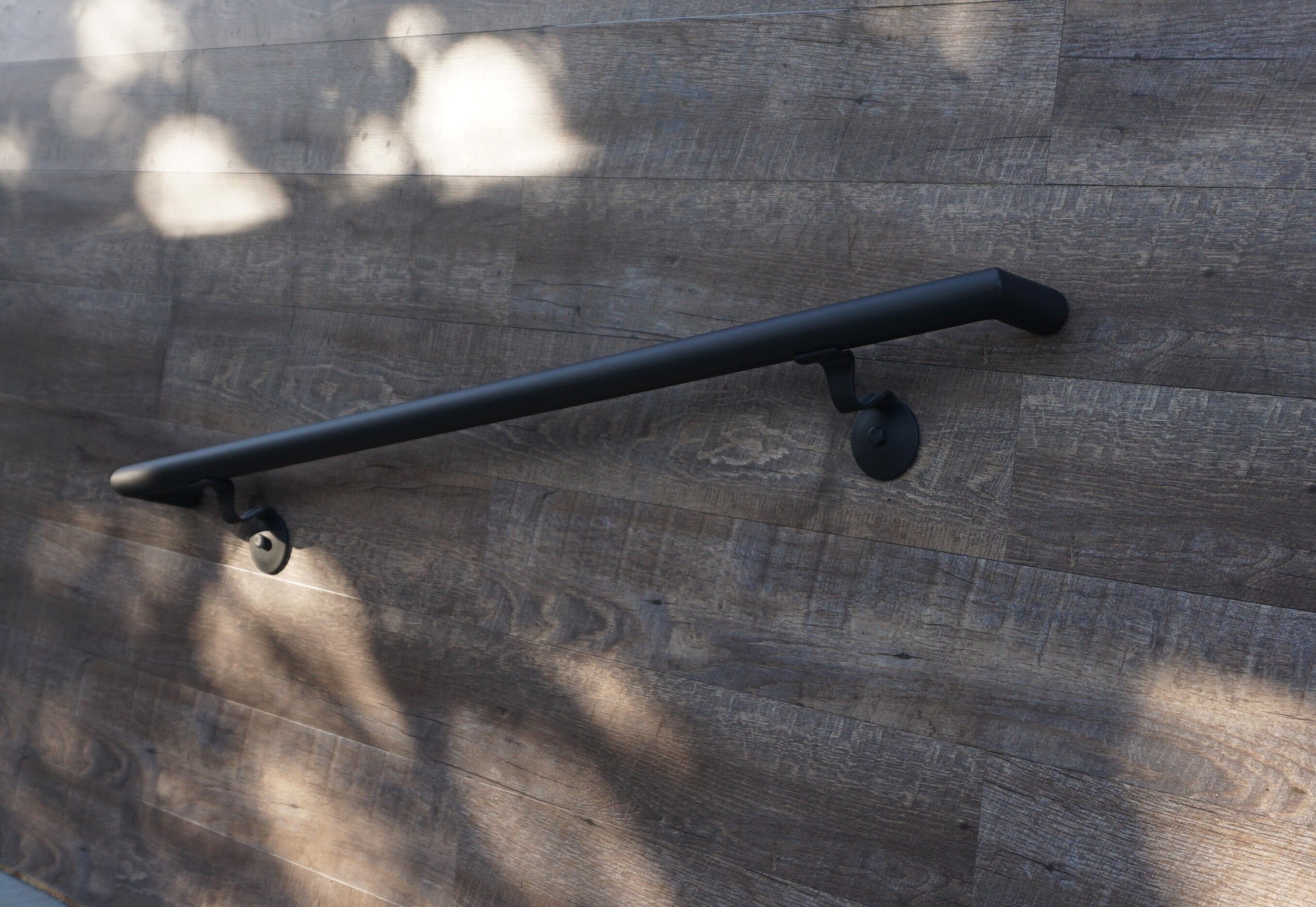 Round, Modern Wrought Iron handrail, End Wall Mount steel hand rail, S ...