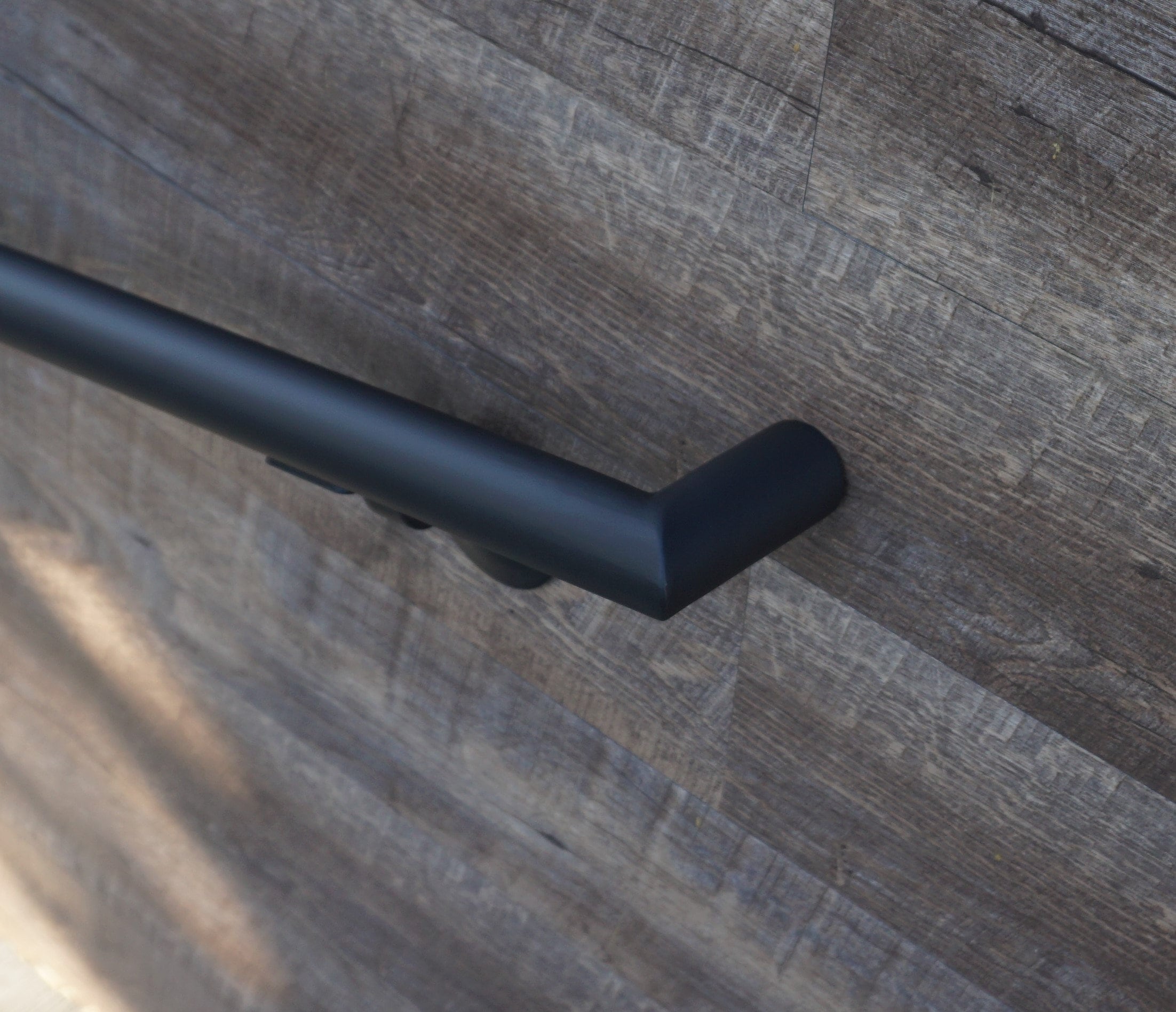 Round, Modern Wrought Iron handrail, End Wall Mount steel hand rail, S ...