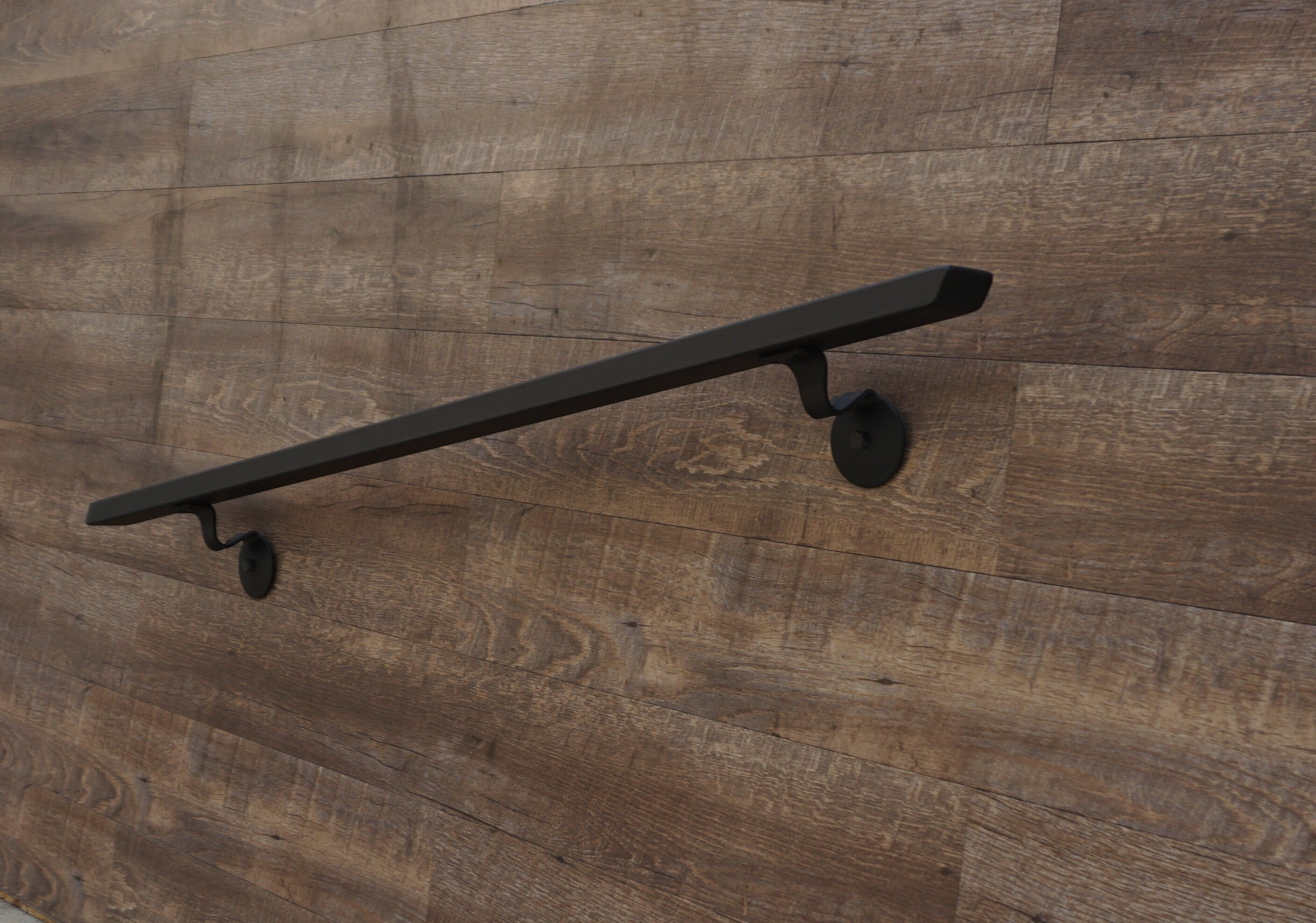 Modern Wrought Iron handrail, End Wall Mount steel hand rail, Stair St ...