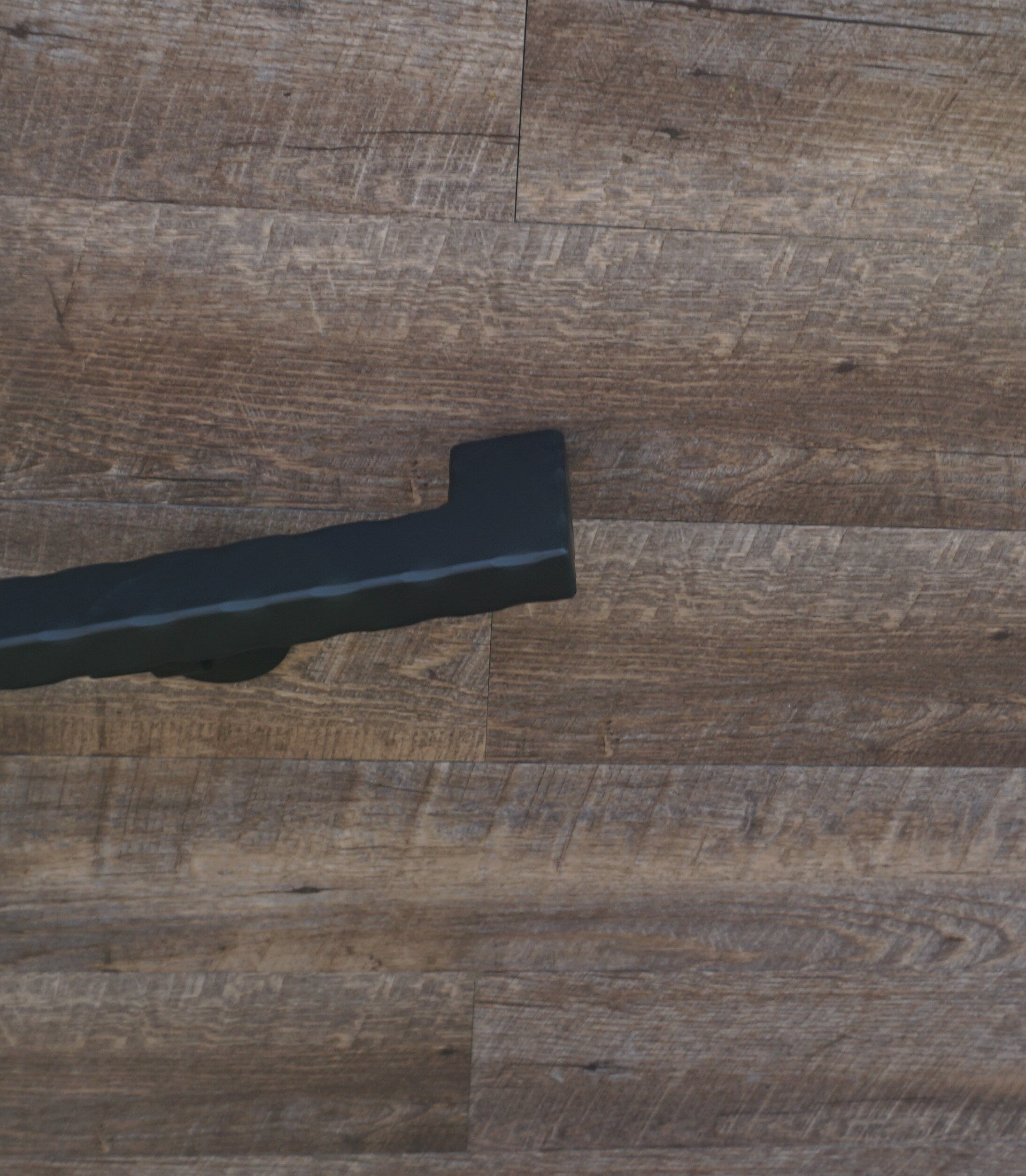 Hammered, Modern Wrought Iron handrail, End Wall Mount steel hand rail ...