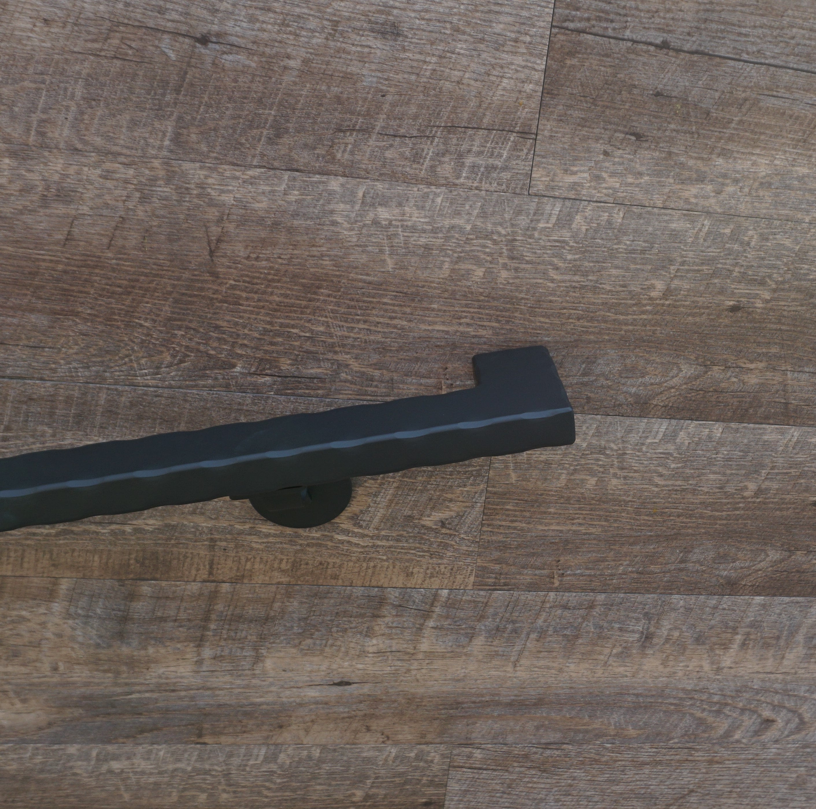 Hammered, Modern Wrought Iron handrail, End Wall Mount steel hand rail ...