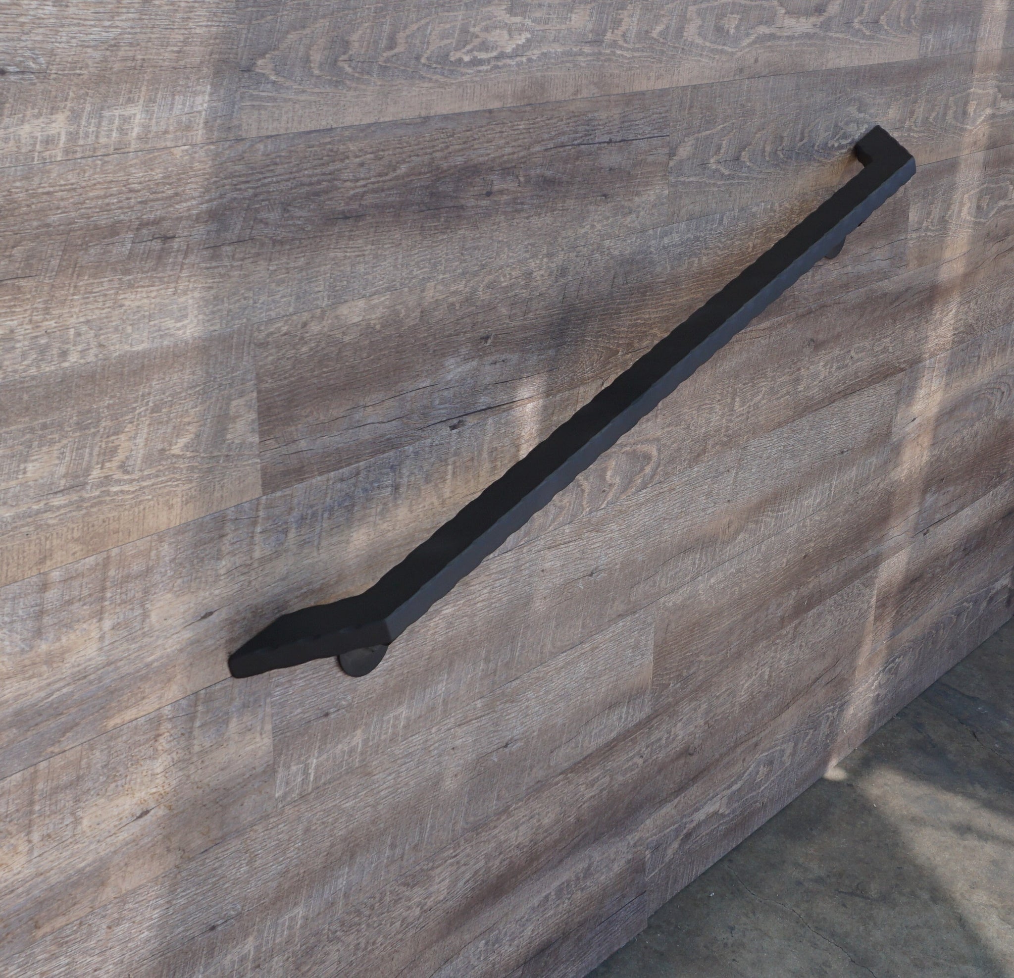 Hammered, Modern Wrought Iron handrail, End Wall Mount steel hand rail ...