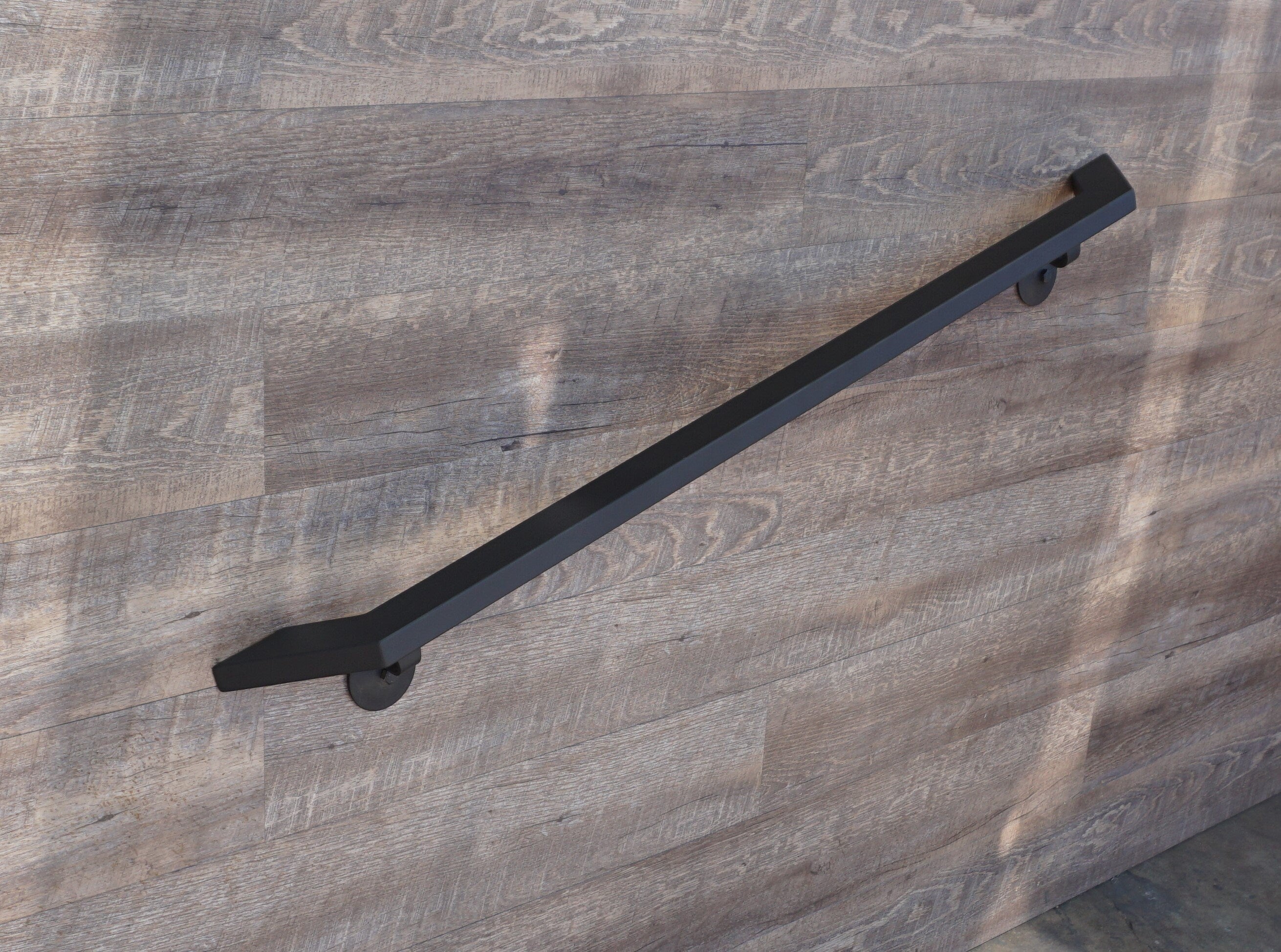 Modern Wrought Iron handrail, End Wall Mount steel hand rail, Stair St ...