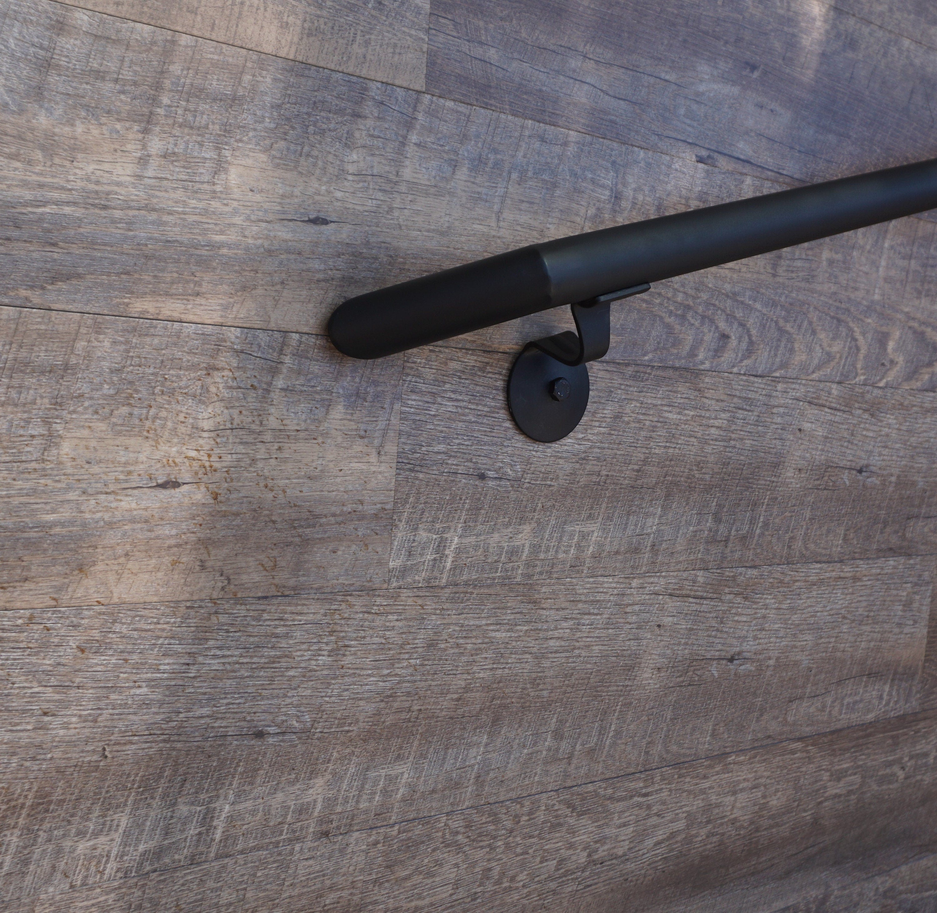 Round, Modern Wrought Iron handrail, End Wall Mount steel hand rail, S ...