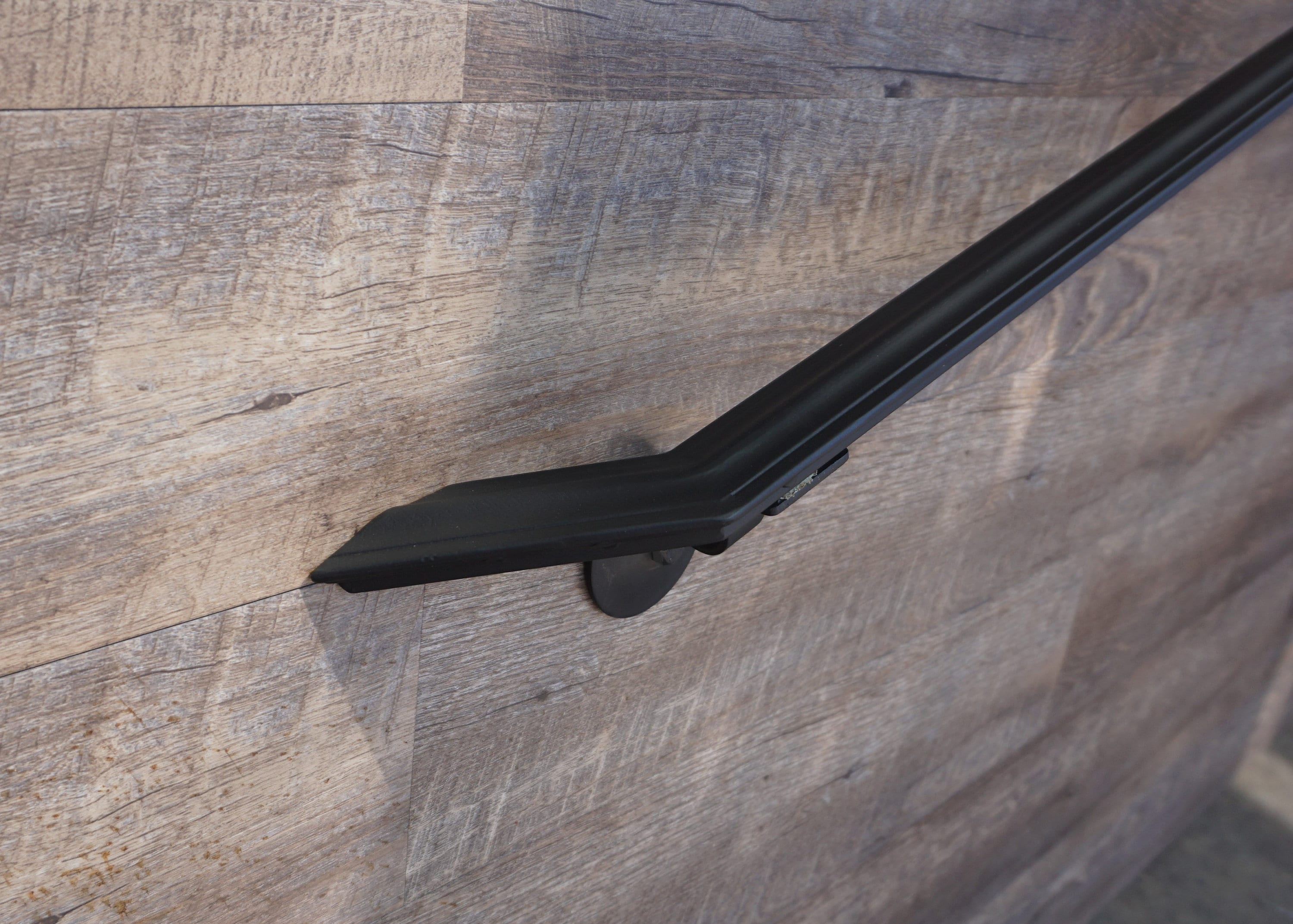 Hand Forged Modern Wrought Iron handrail, End Wall Mount steel hand ra ...