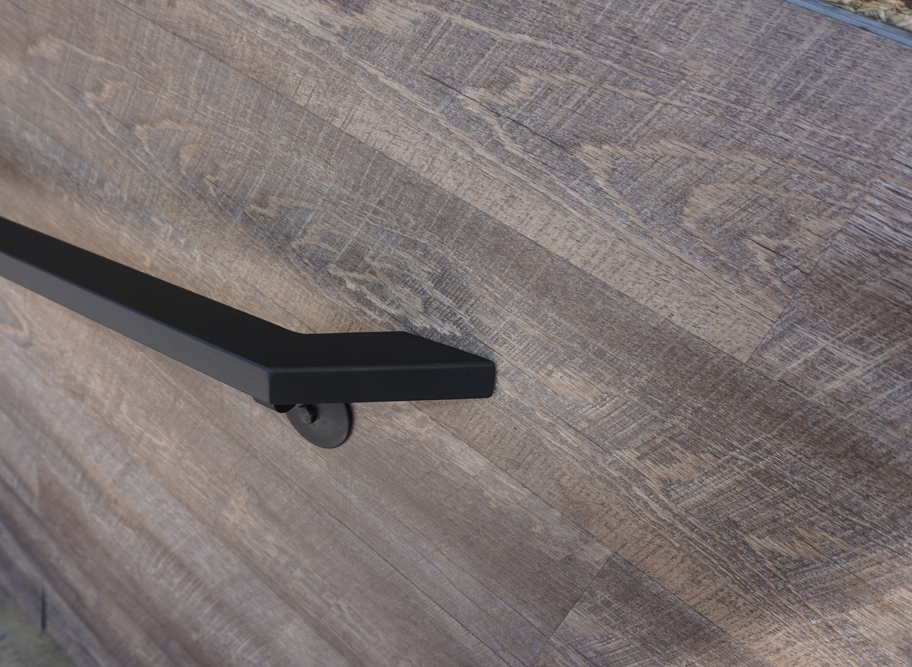 Modern Wrought Iron handrail, End Wall Mount steel hand rail, Stair St ...