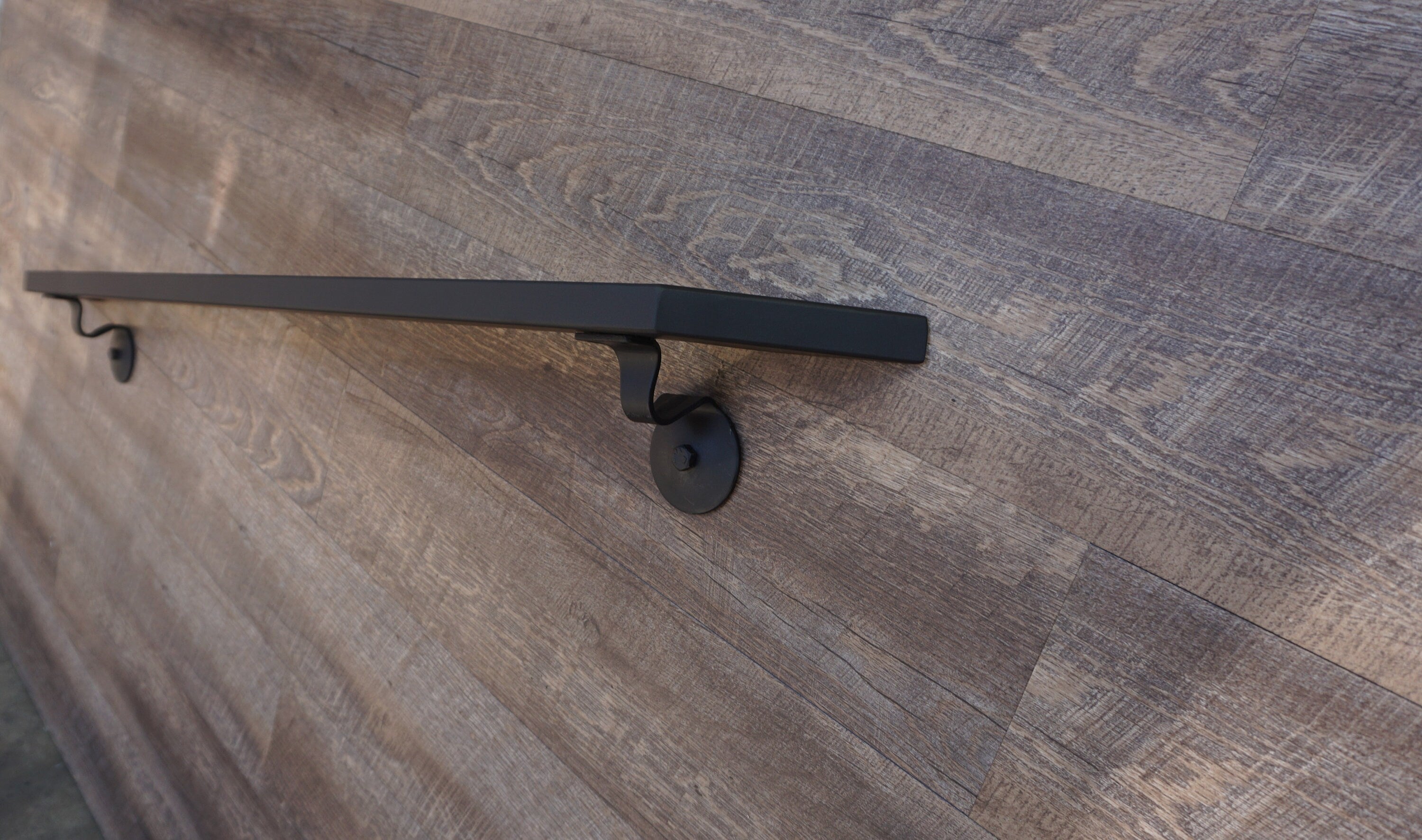 Modern Wrought Iron handrail, End Wall Mount steel hand rail, Stair St ...