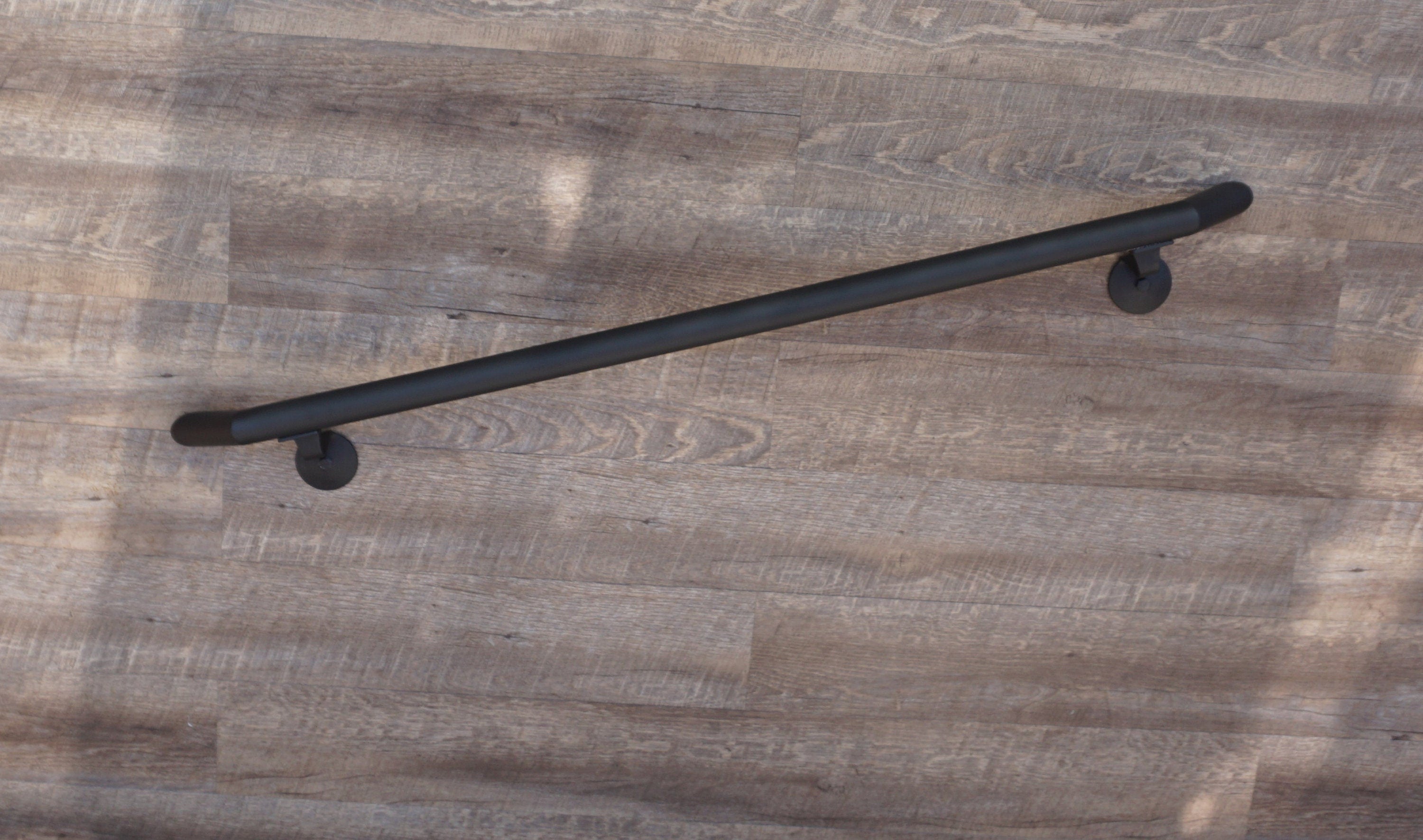 Round, Modern Wrought Iron handrail, End Wall Mount steel hand rail, S ...