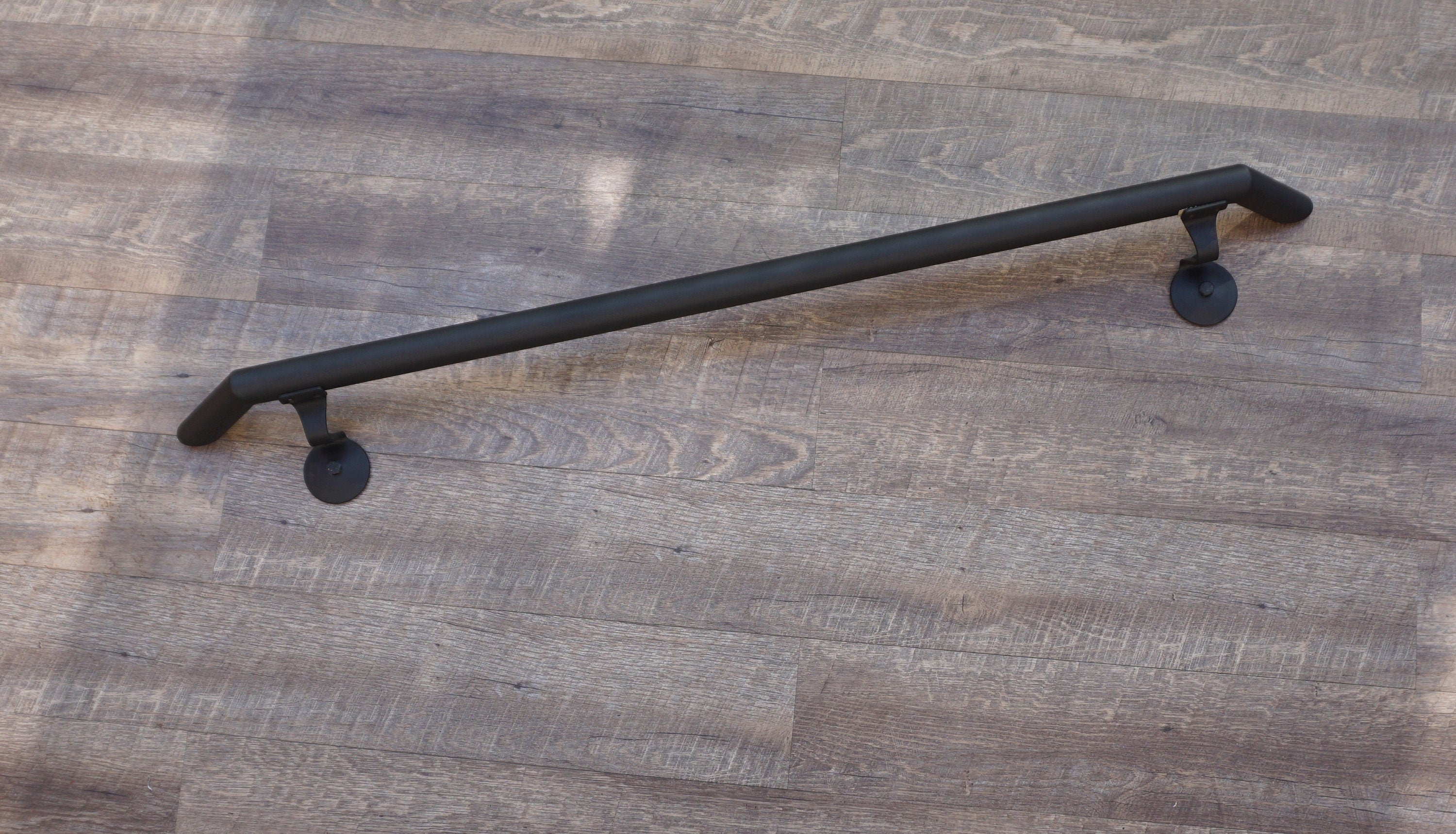 Round, Modern Wrought Iron handrail, End Wall Mount steel hand rail, S ...