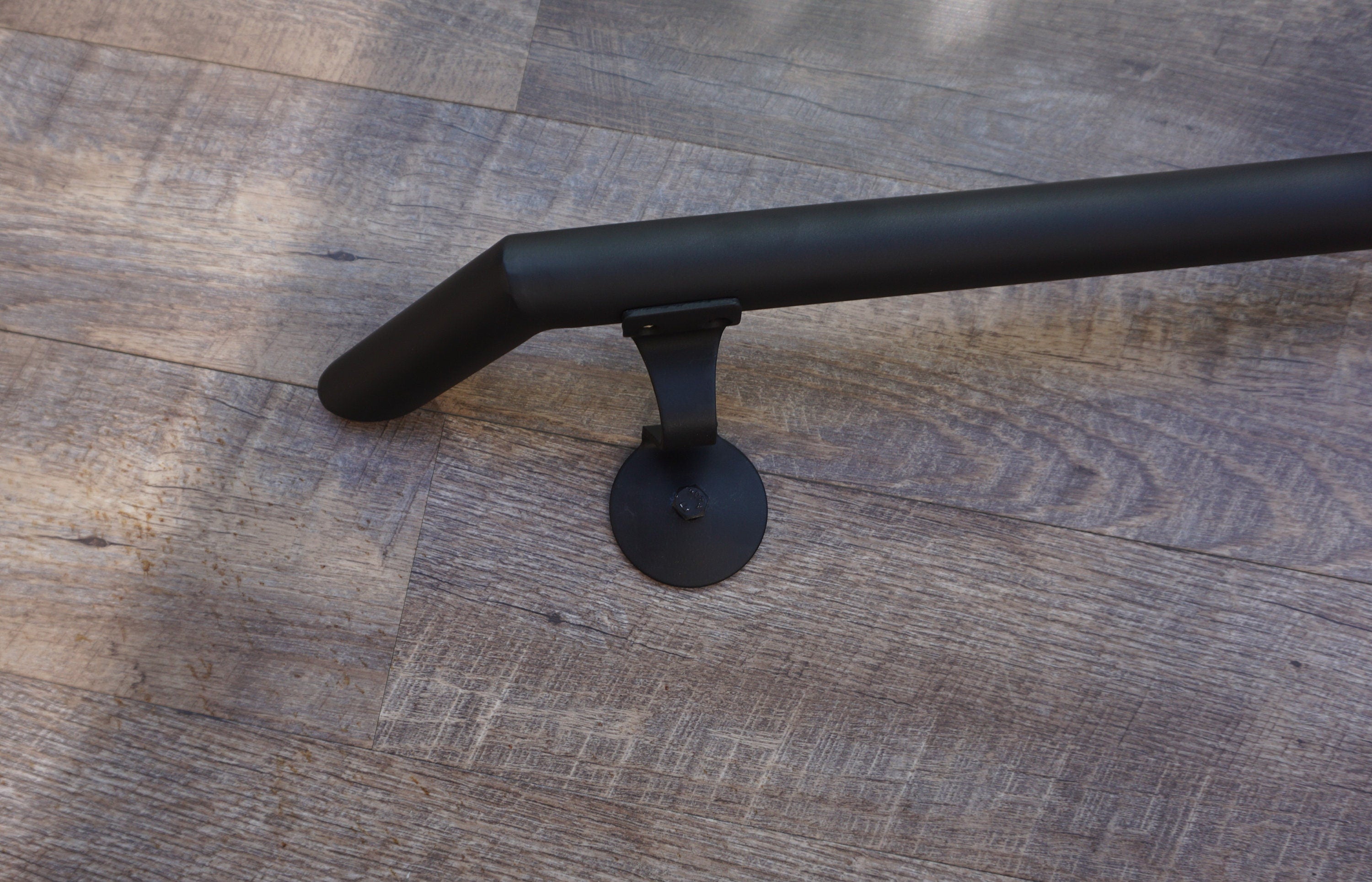 Round, Modern Wrought Iron handrail, End Wall Mount steel hand rail, S ...