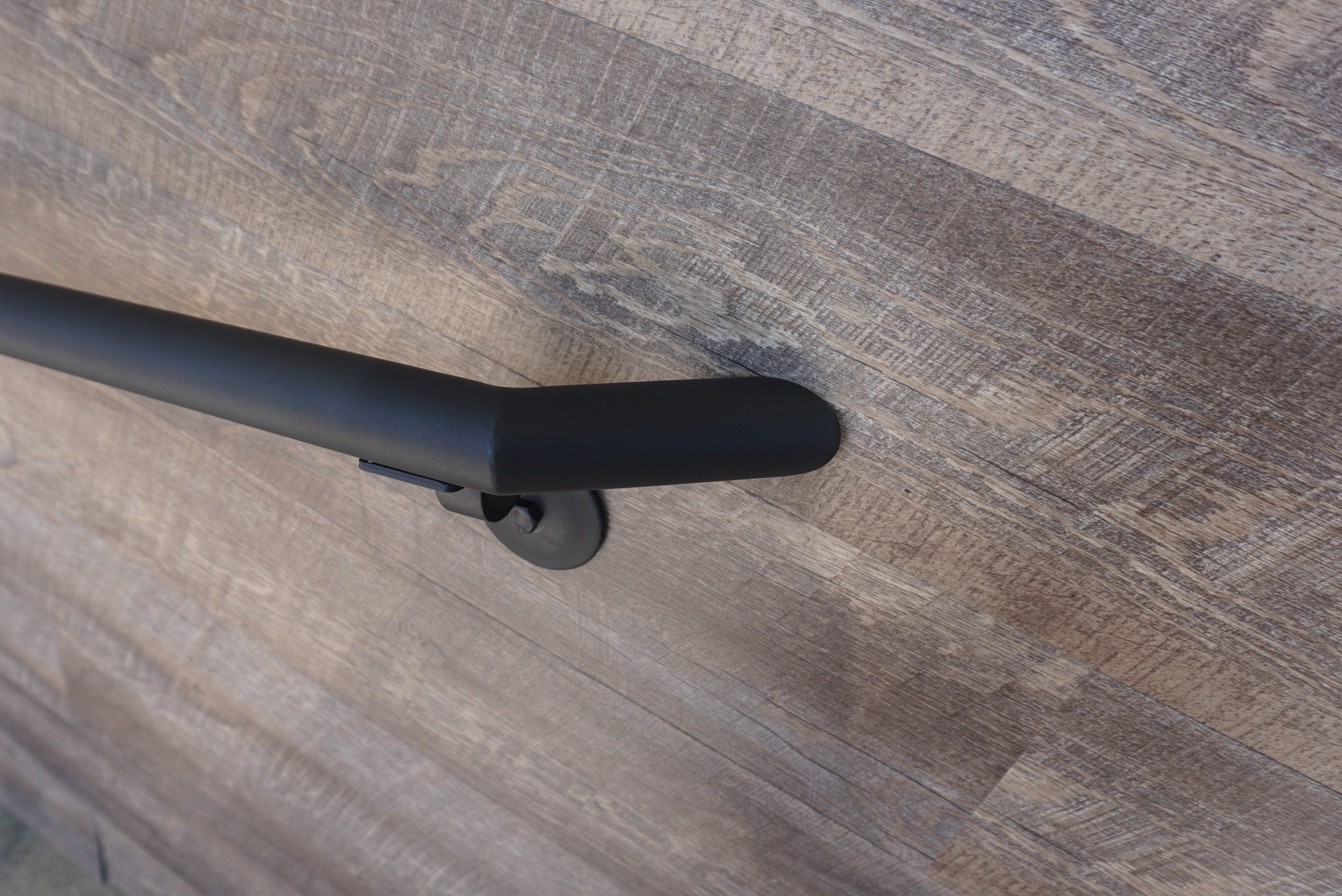 Round, Modern Wrought Iron handrail, End Wall Mount steel hand rail, S ...