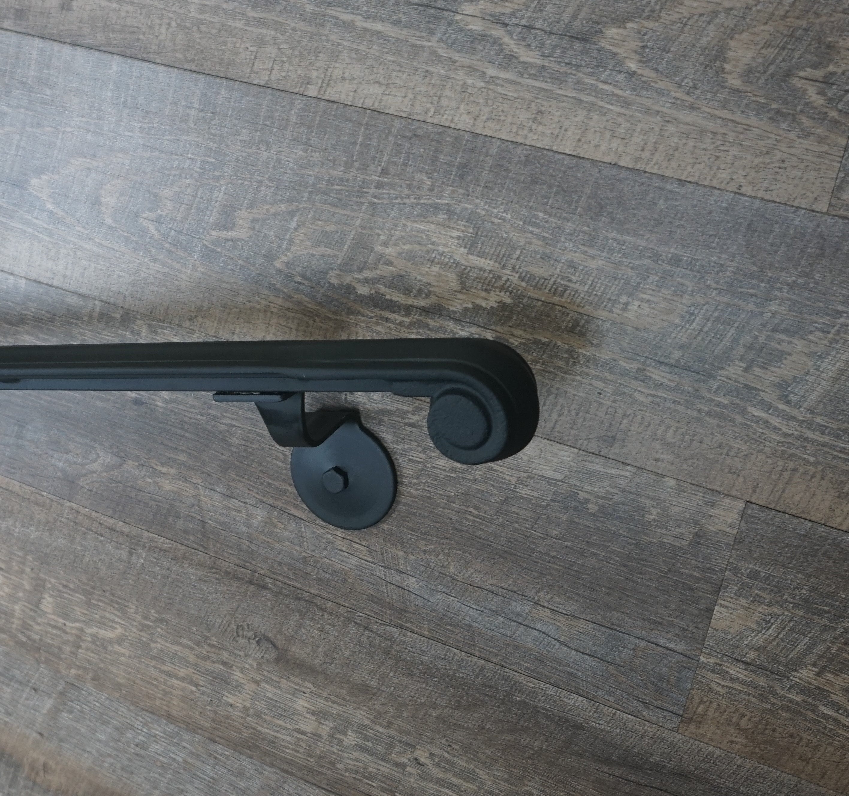 Hand Forged Modern Wrought Iron handrail, End Wall Mount steel hand ra ...