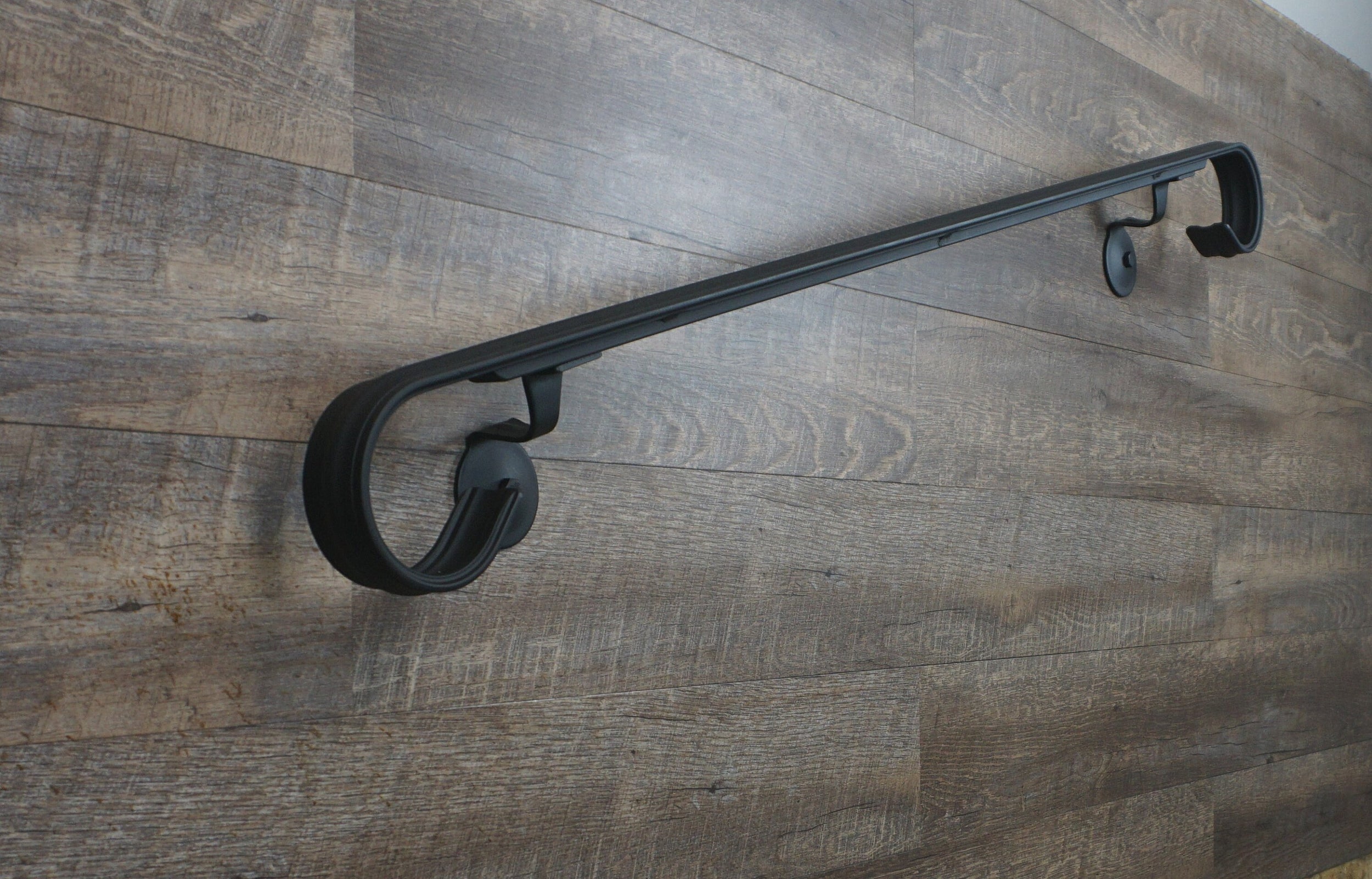 Hand Forged Modern Wrought Iron handrail, End Wall Mount steel hand ra ...