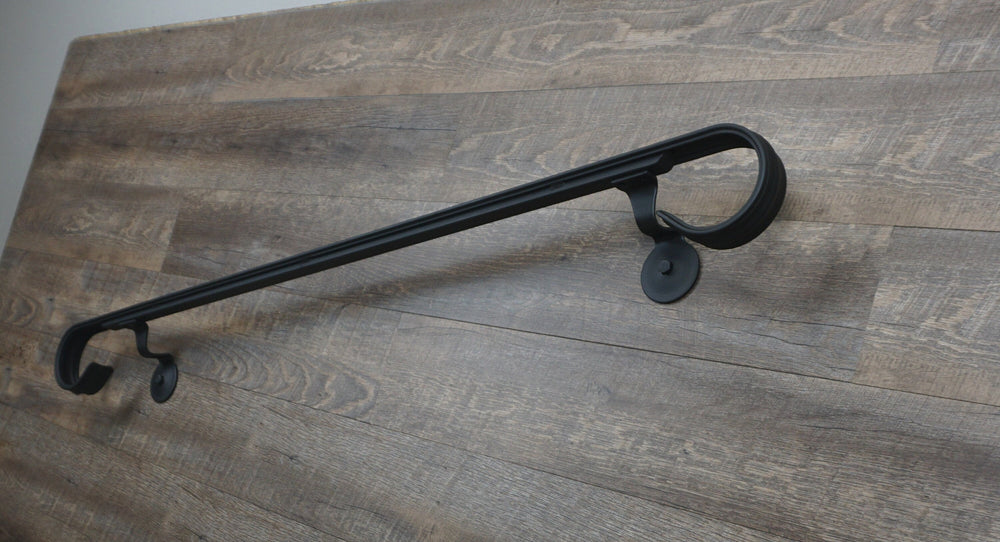 Hand Forged Modern Wrought Iron handrail, End Wall Mount steel hand ra ...