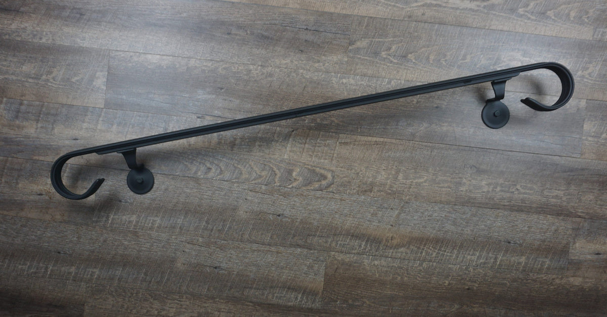 Hand Forged Modern Wrought Iron handrail, End Wall Mount steel hand ra ...