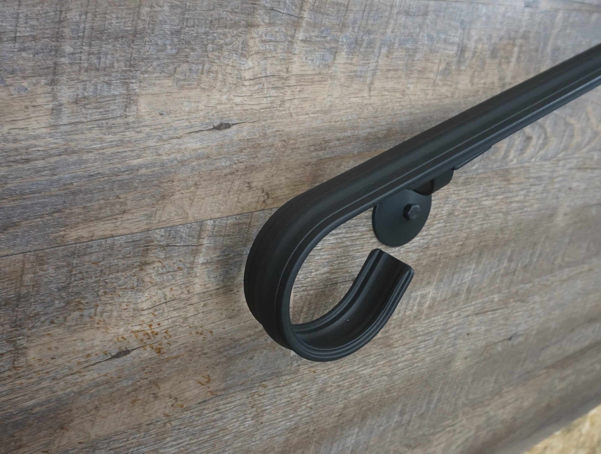 Hand Forged Modern Wrought Iron handrail, End Wall Mount steel hand ra ...