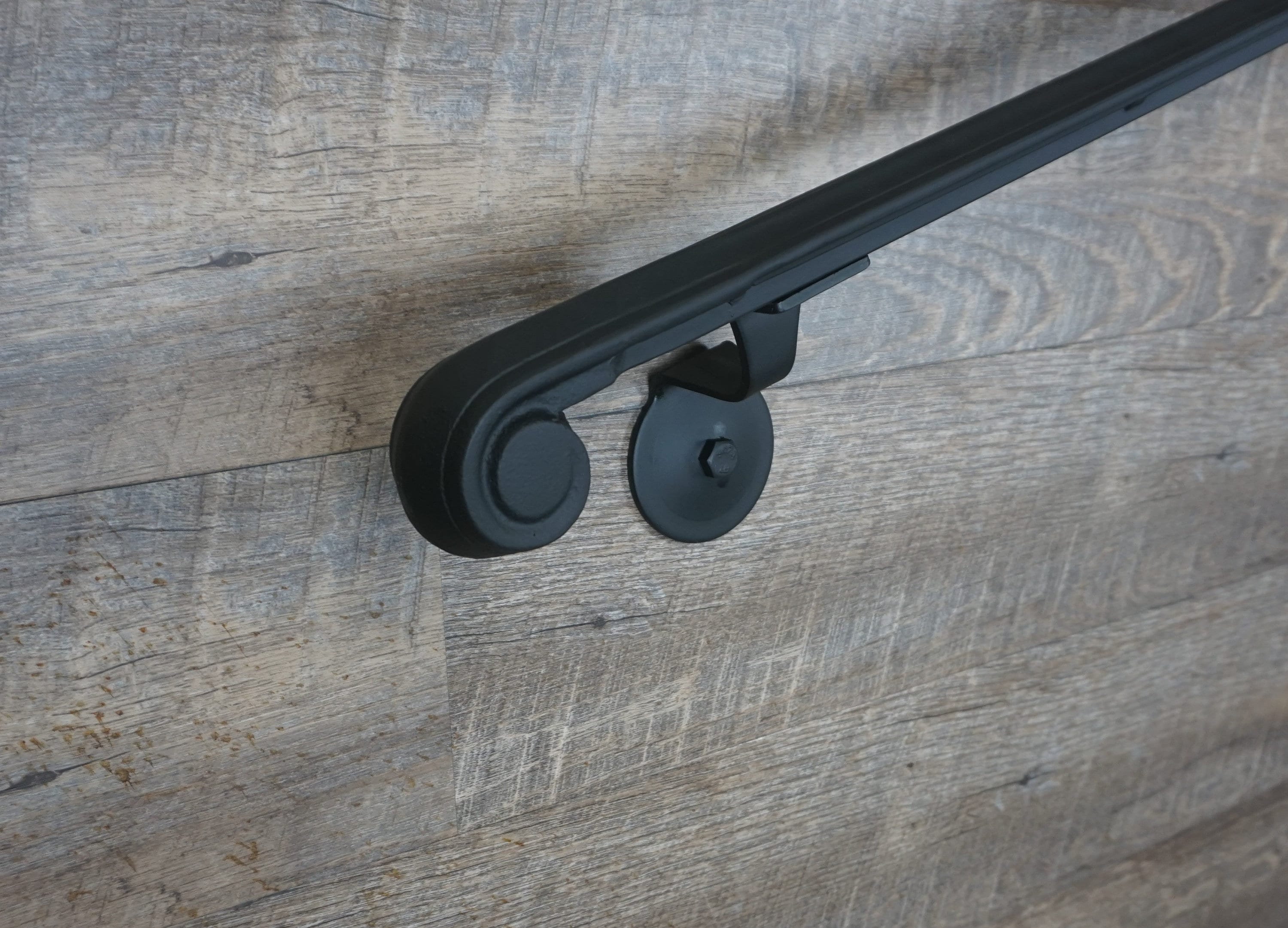 Hand Forged Modern Wrought Iron handrail, End Wall Mount steel hand ra ...