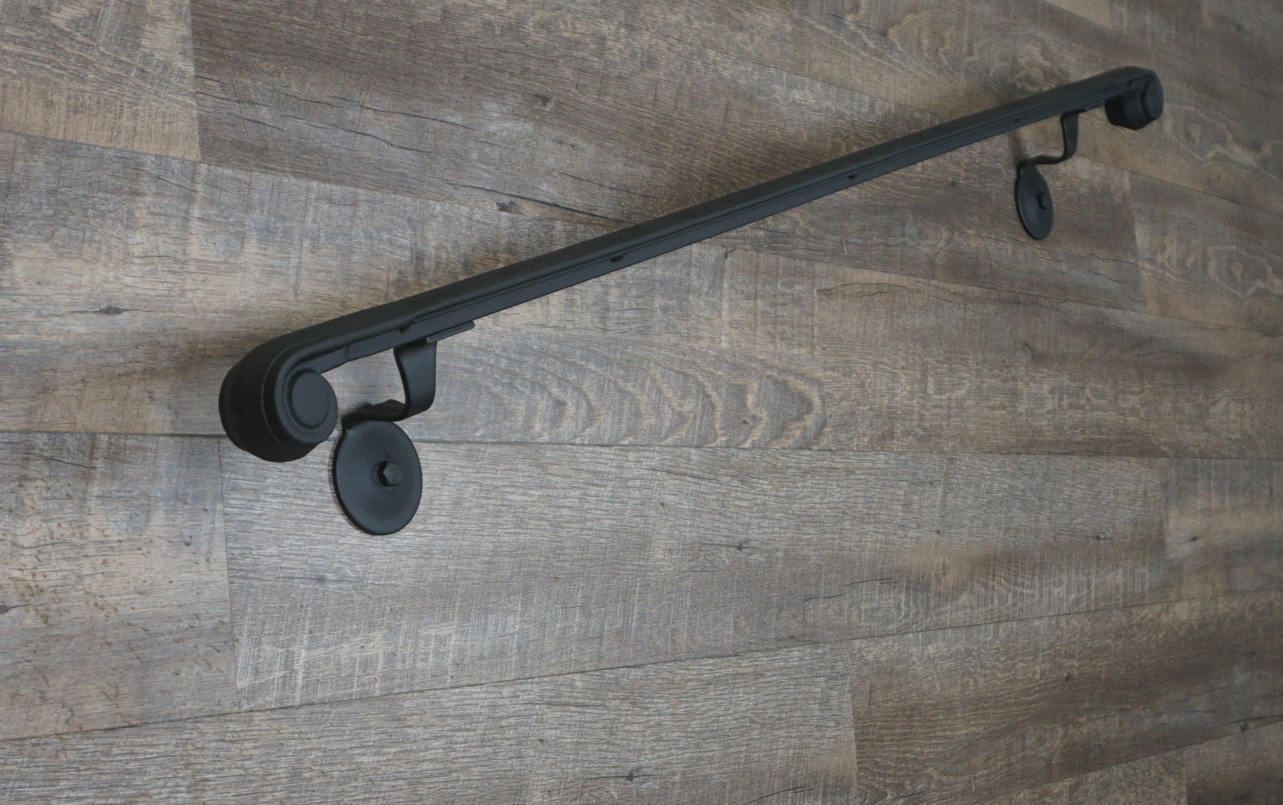 Hand Forged Modern Wrought Iron handrail, End Wall Mount steel hand ra ...