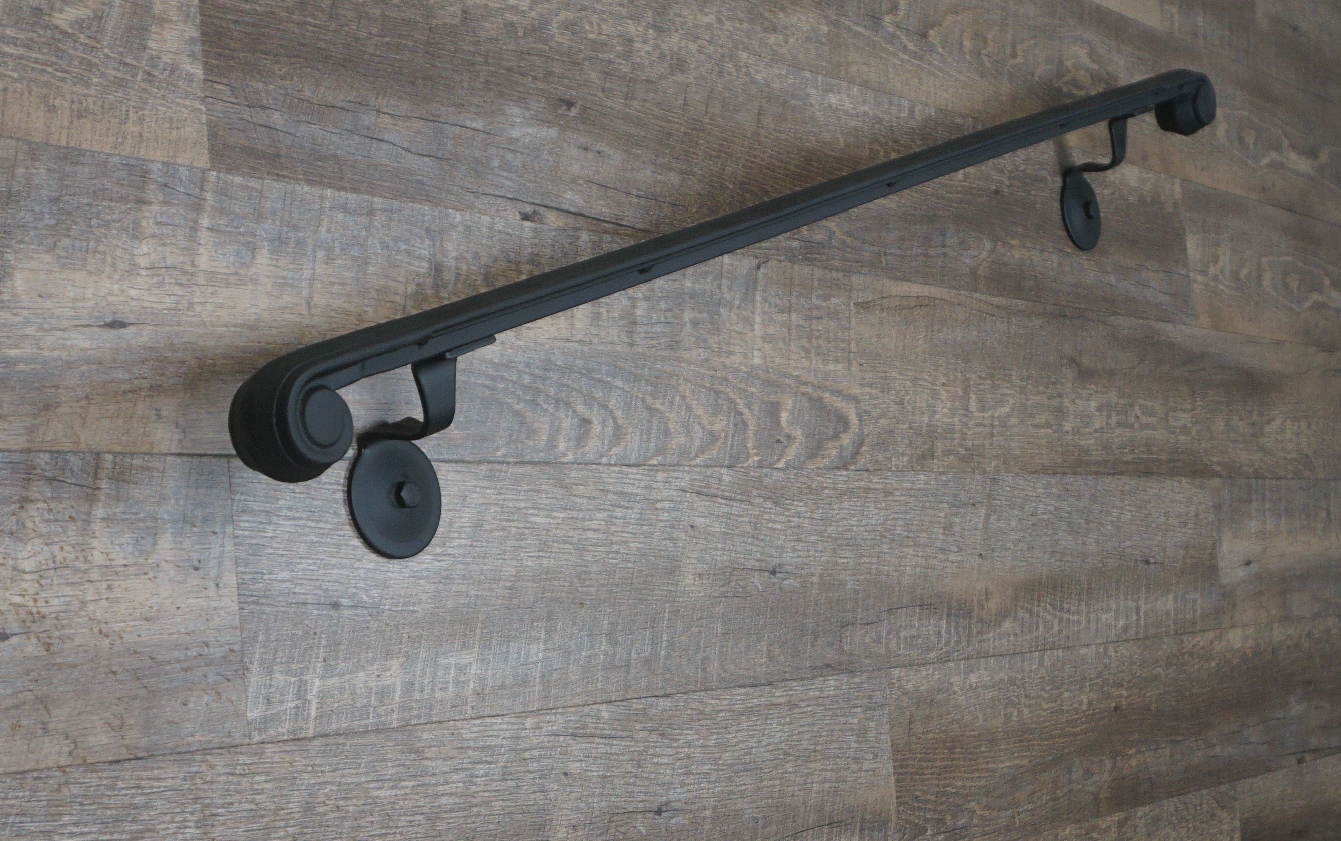 Hand Forged Modern Wrought Iron handrail, End Wall Mount steel hand ra ...