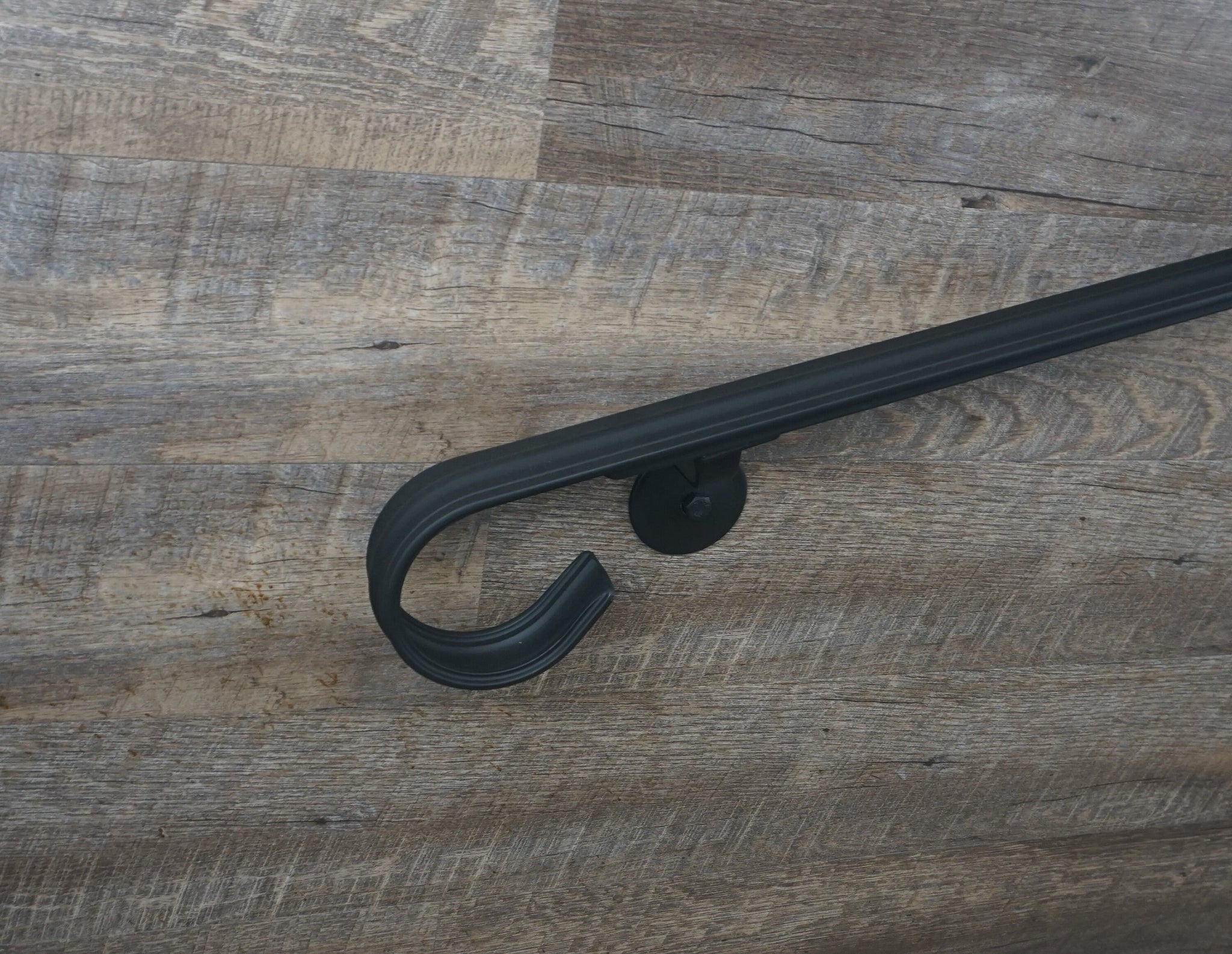 Hand Forged Modern Wrought Iron handrail, End Wall Mount steel hand ra ...