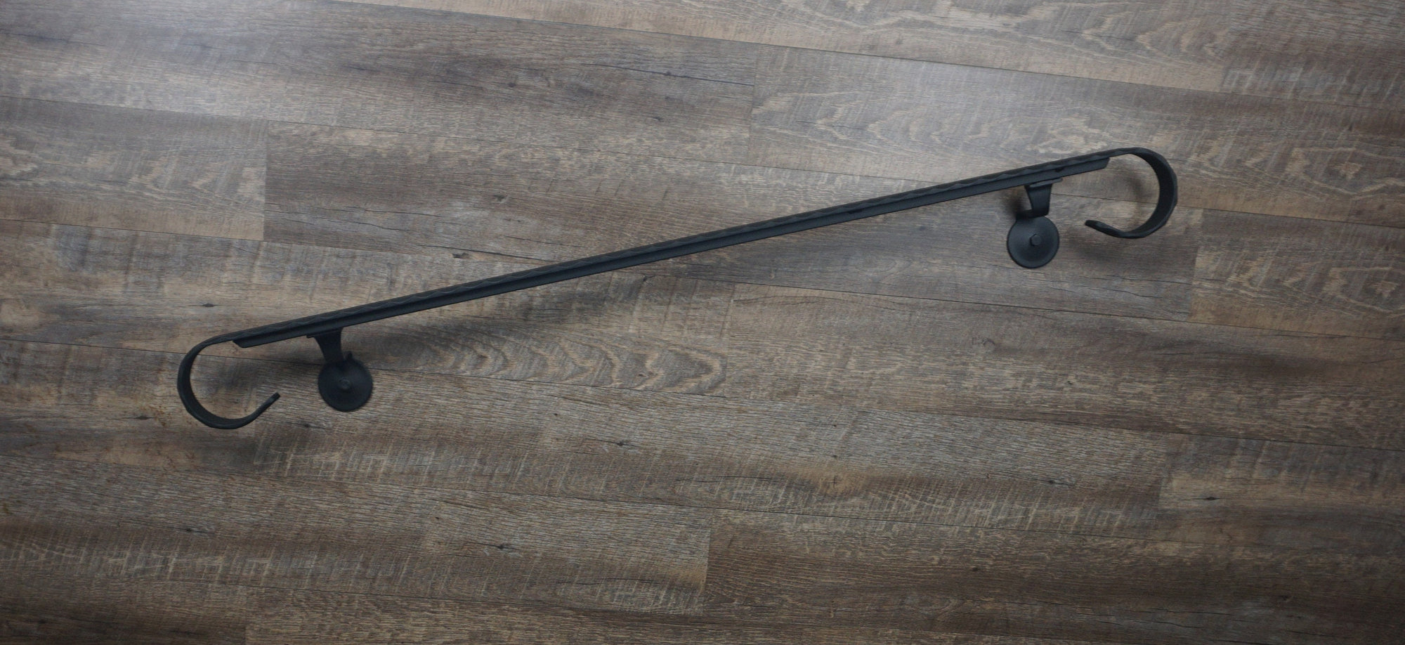 Engraved Hand Forged Modern Wrought Iron handrail, End Wall Mount stee ...