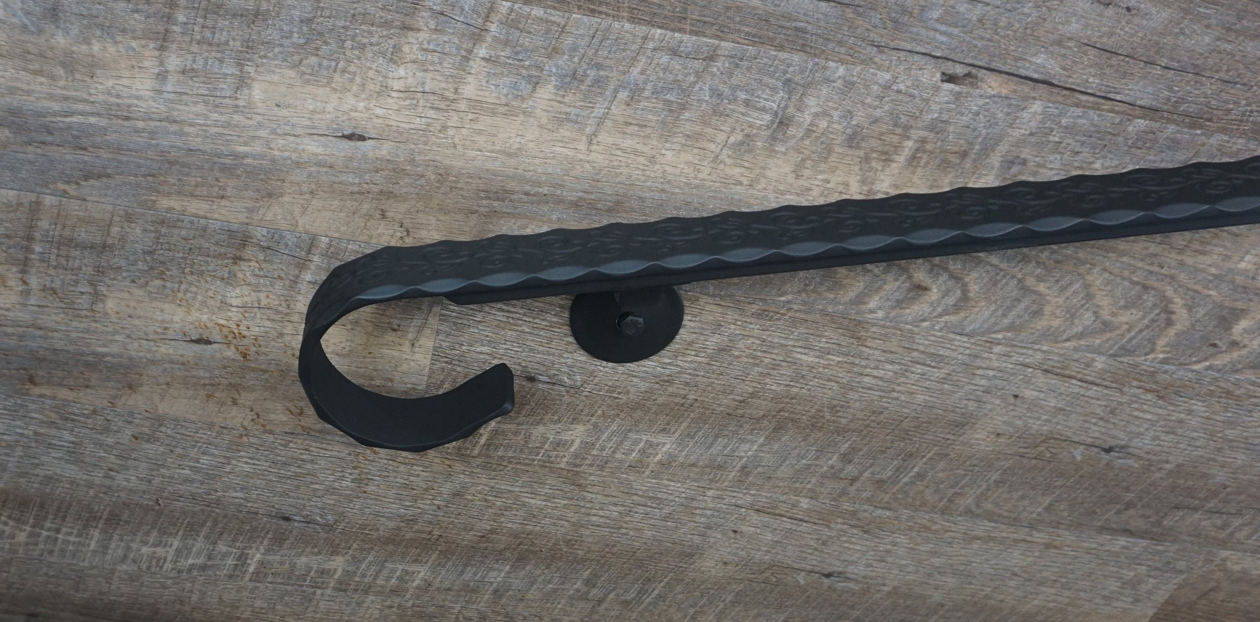 Engraved Hand Forged Modern Wrought Iron handrail, End Wall Mount stee ...